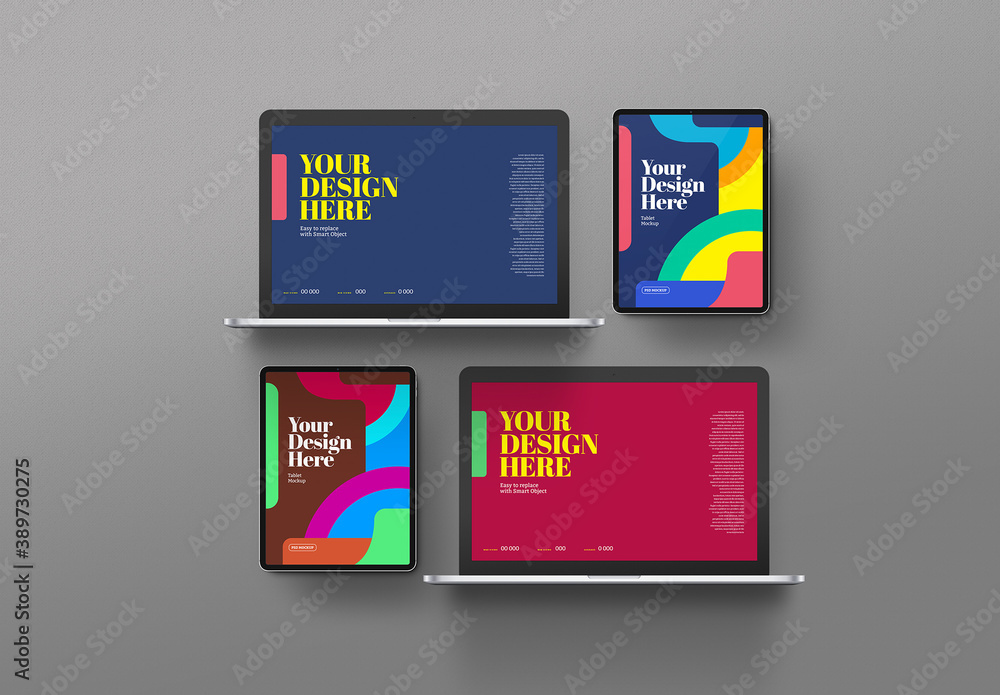 Laptop and Tablet Mockups Stock Template | Adobe Stock