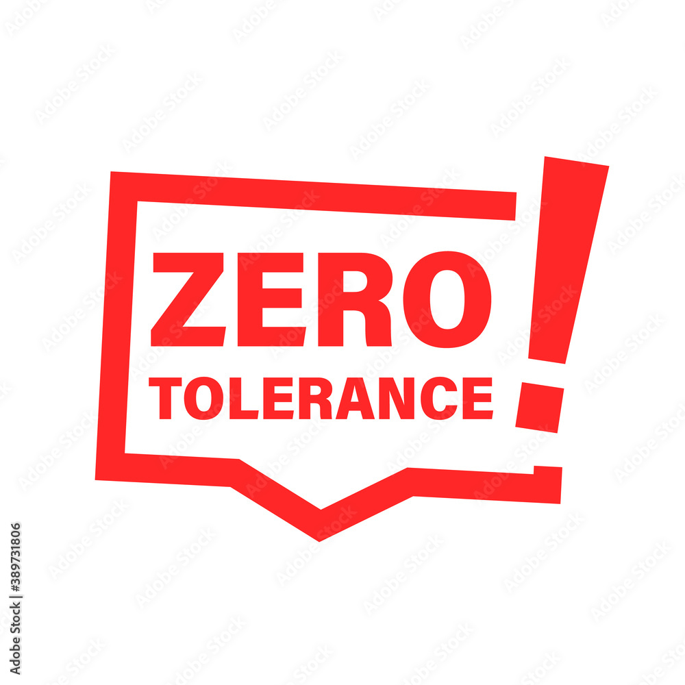 Zero tolerance sign icon. Clipart image isolated on white background ...