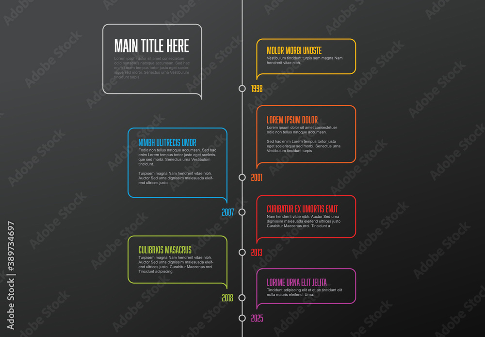 Dark Timeline Layout with Speech Bubbles Stock Template | Adobe Stock