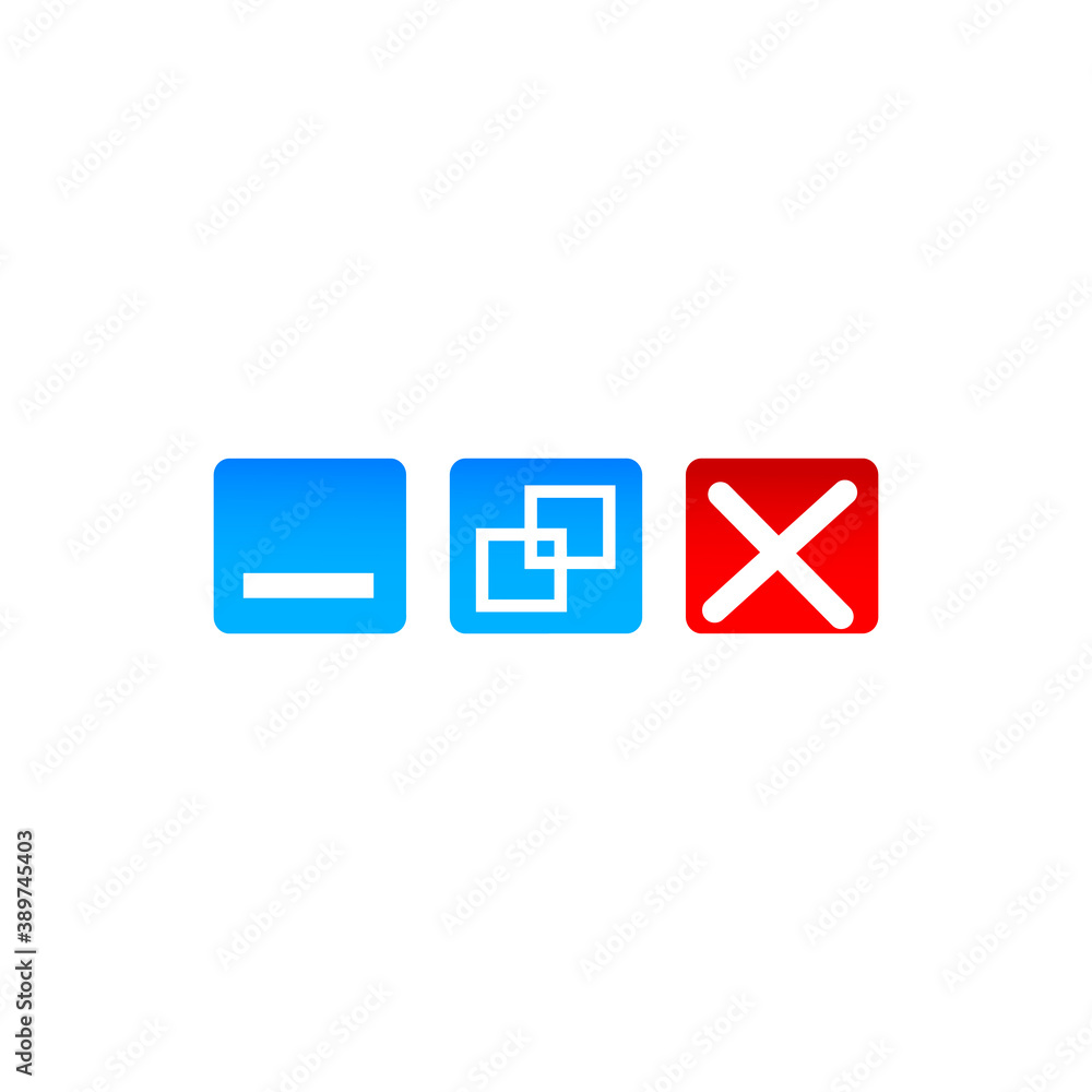 Window control buttons flat style on white background, vector stock ...