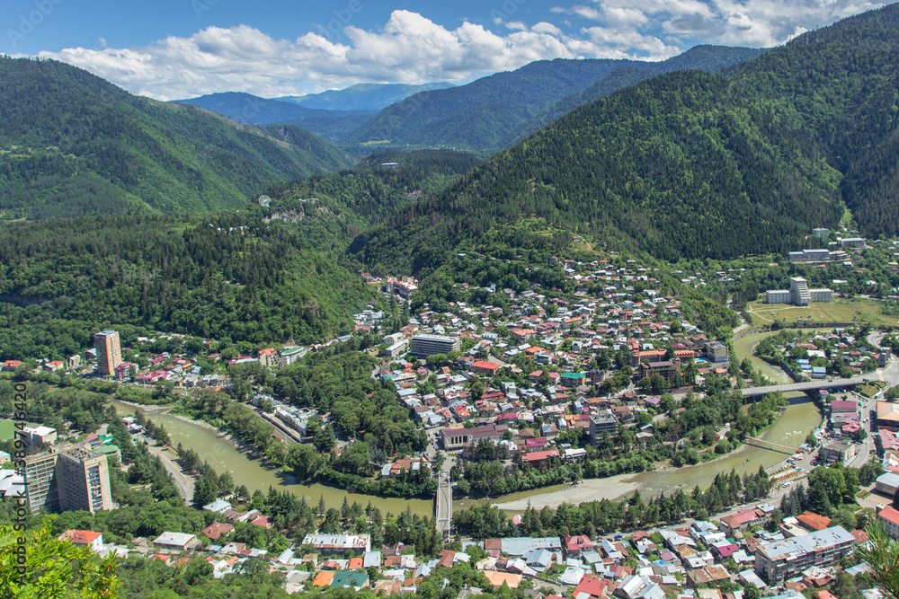 Aerial view of Borjomi, Georgia,famous for its mineral water ...