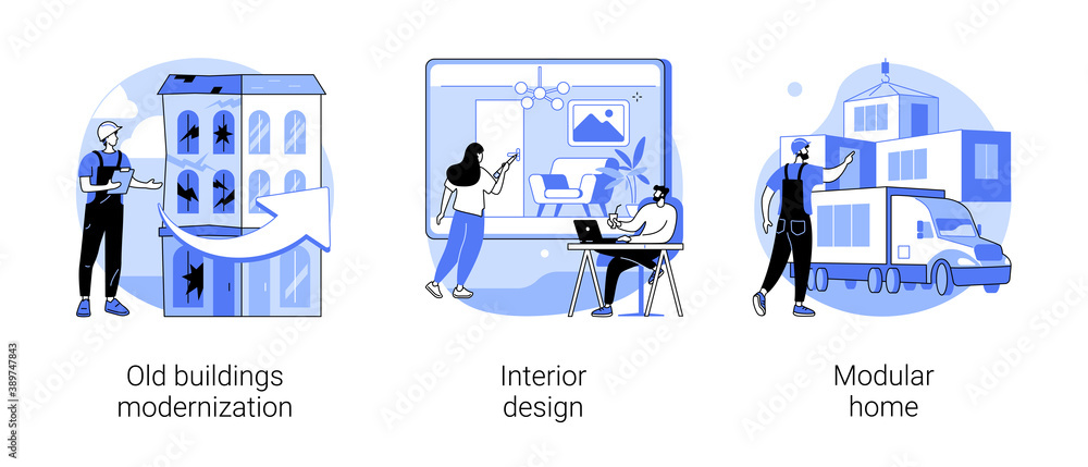 Architecture and building abstract concept vector illustration set. Old ...