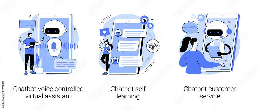Smartphone voice application abstract concept vector illustration set ...