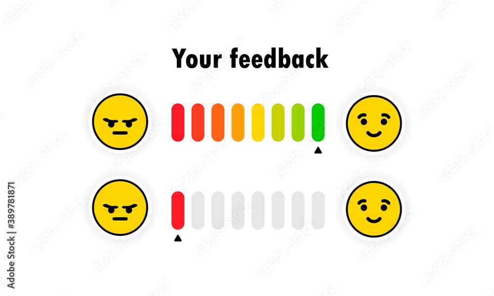 Emotion feedback scale. Angry, sad, neutral, satisfied and happy ...