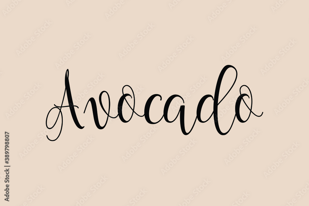 Avocado Cursive Calligraphy Black Color Text On Light Golden Yellow ...