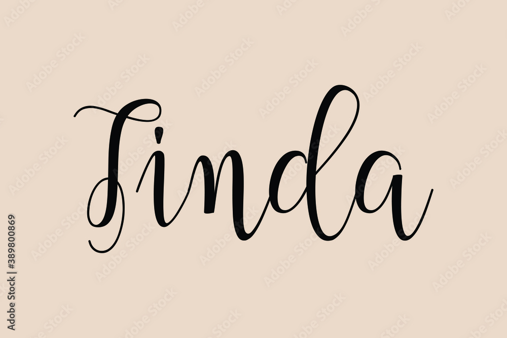 Tinda. Cursive Calligraphy Black Color Text On Light Golden Yellow ...