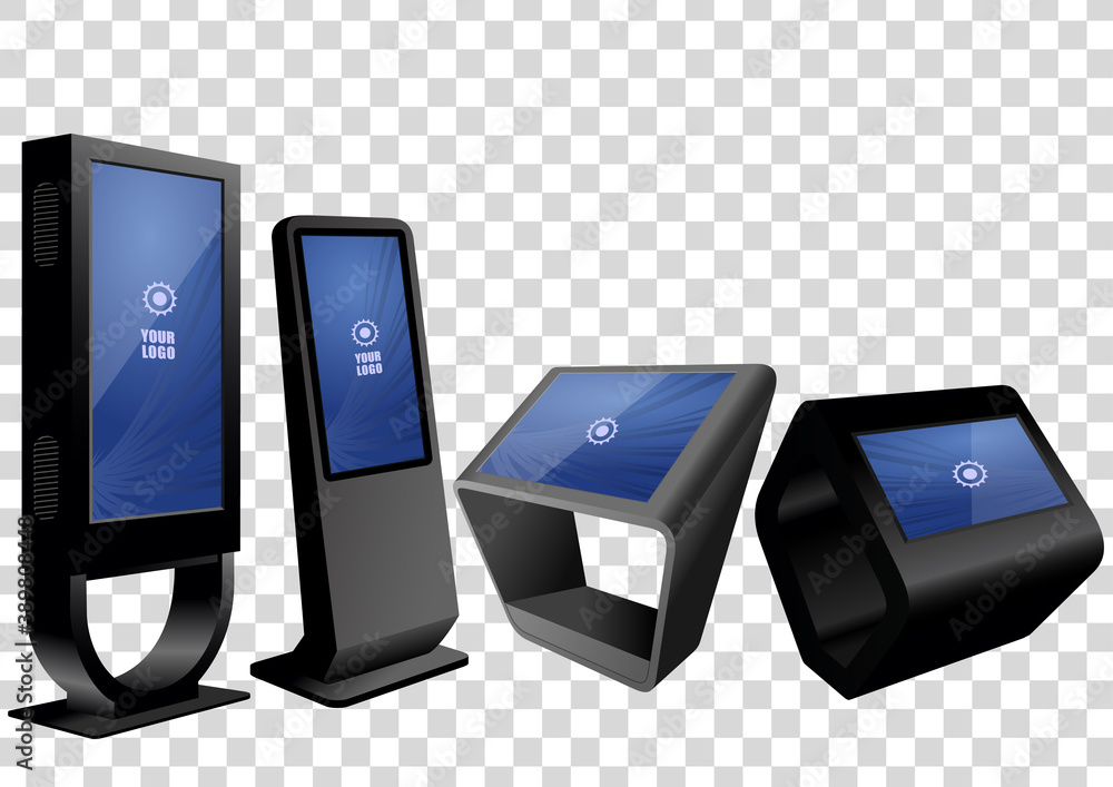Four Promotional Interactive Information Kiosk, Advertising Display, Terminal Stand, Touch ...
