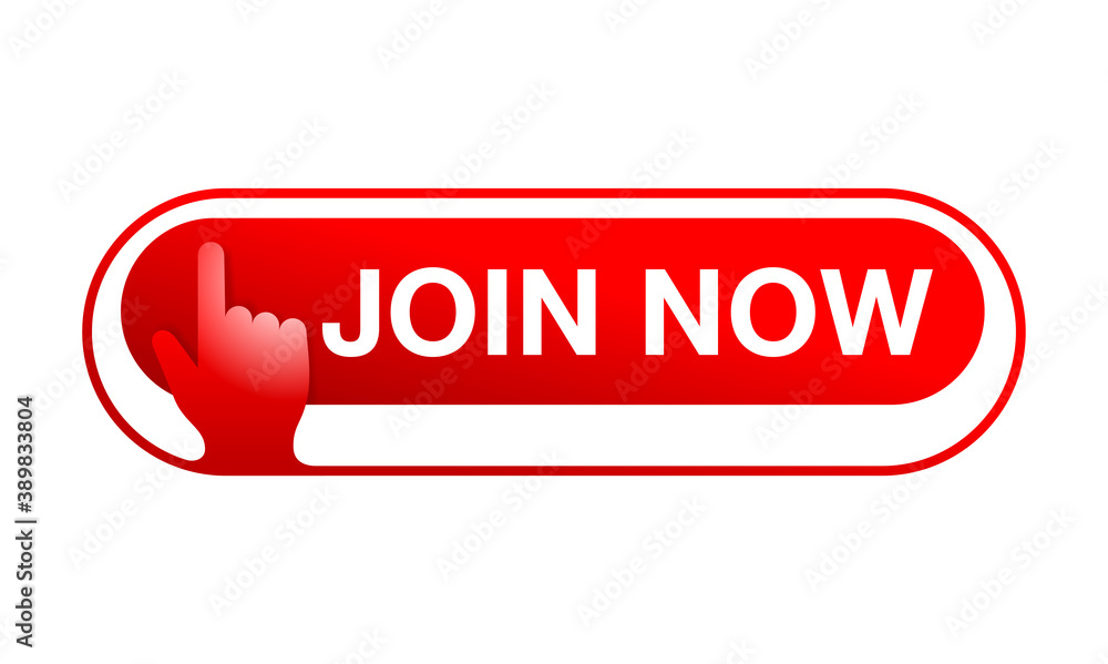 Join Us Now web button - rounded active banner UI element with text and ...