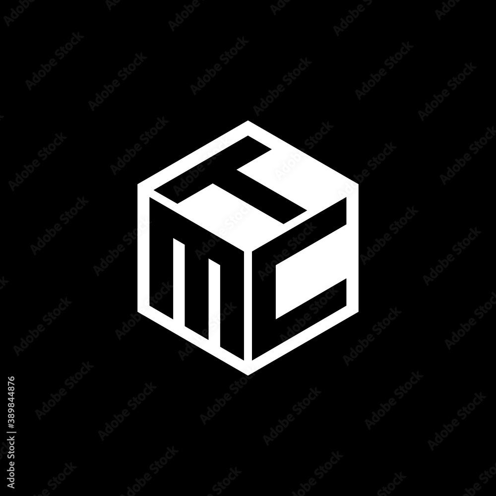 MCT letter logo design with black background in illustrator, cube logo ...
