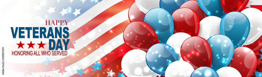 Veterans Day banner or website header. Honoring all who served ...