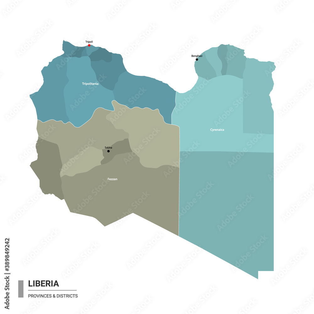 Libya higt detailed map with subdivisions. Administrative map of Libya ...