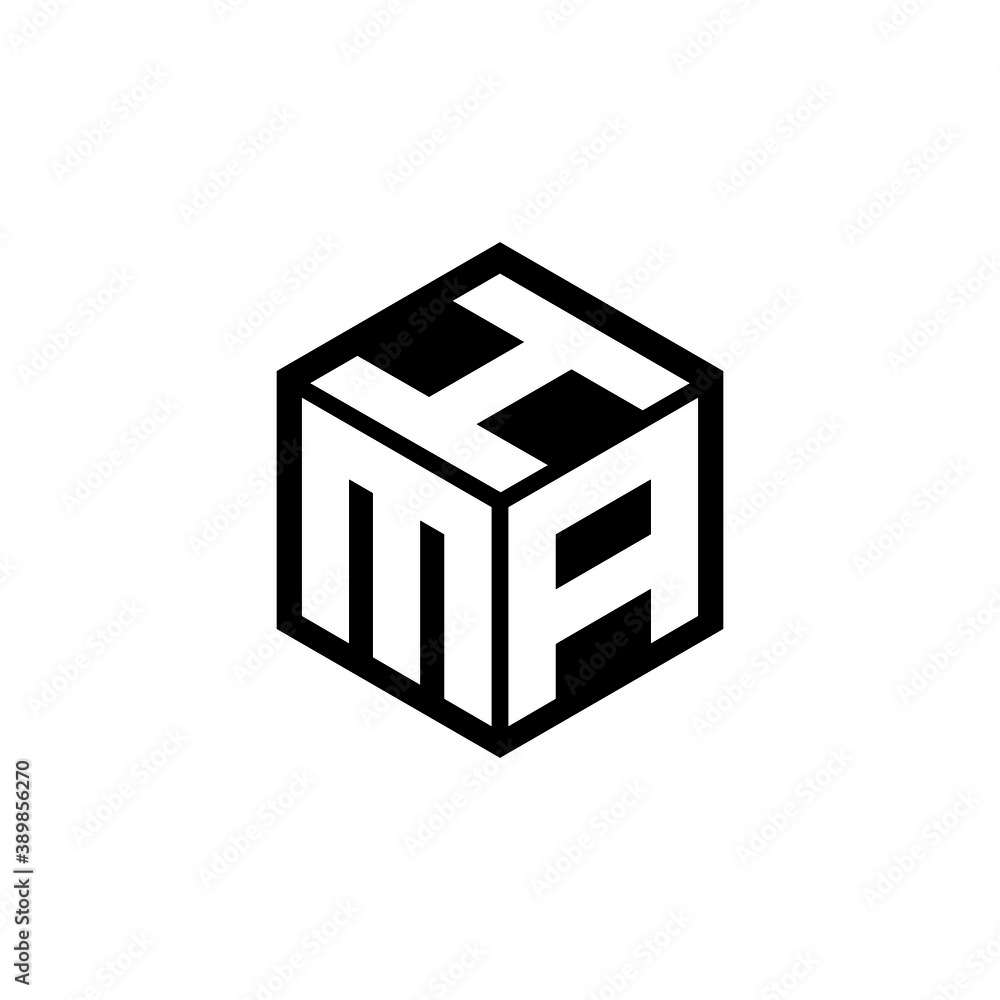MAH letter logo design with white background in illustrator, cube logo ...