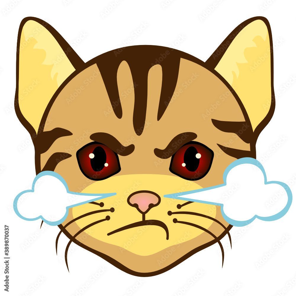 emoticon with a cool angry cat with red eyes from which nose comes ...