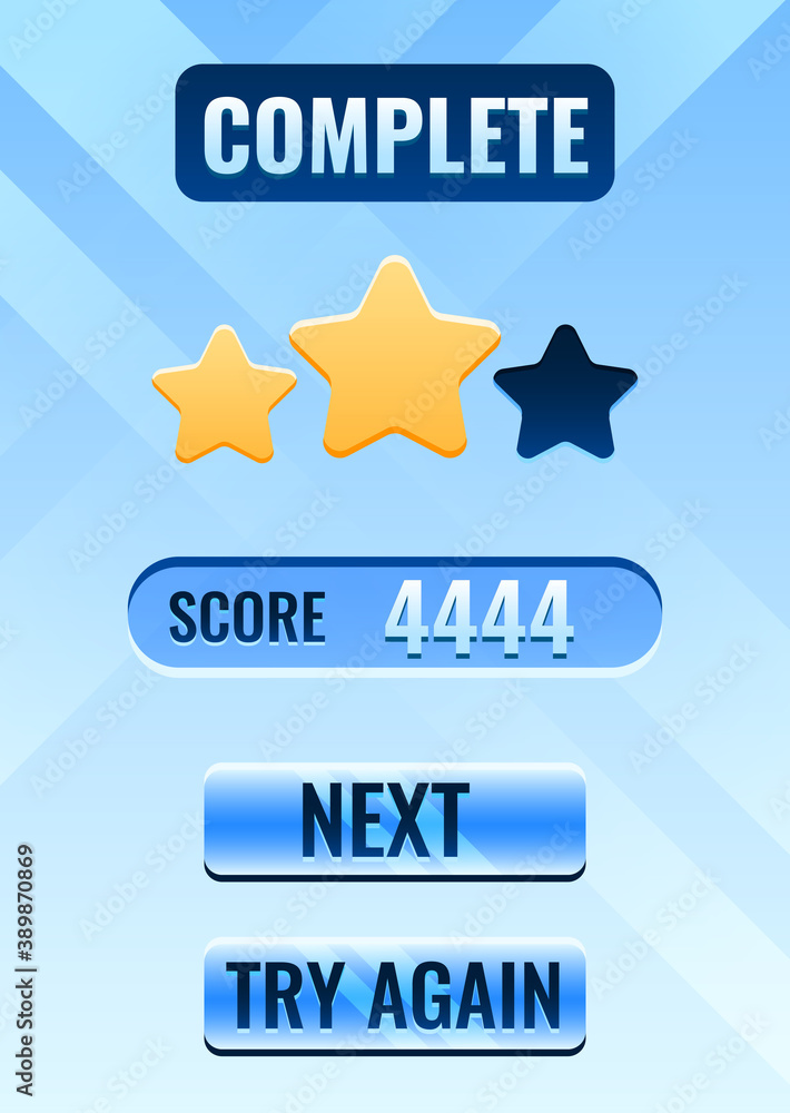 Portrait gui space level complete interface for game ui asset elements ...