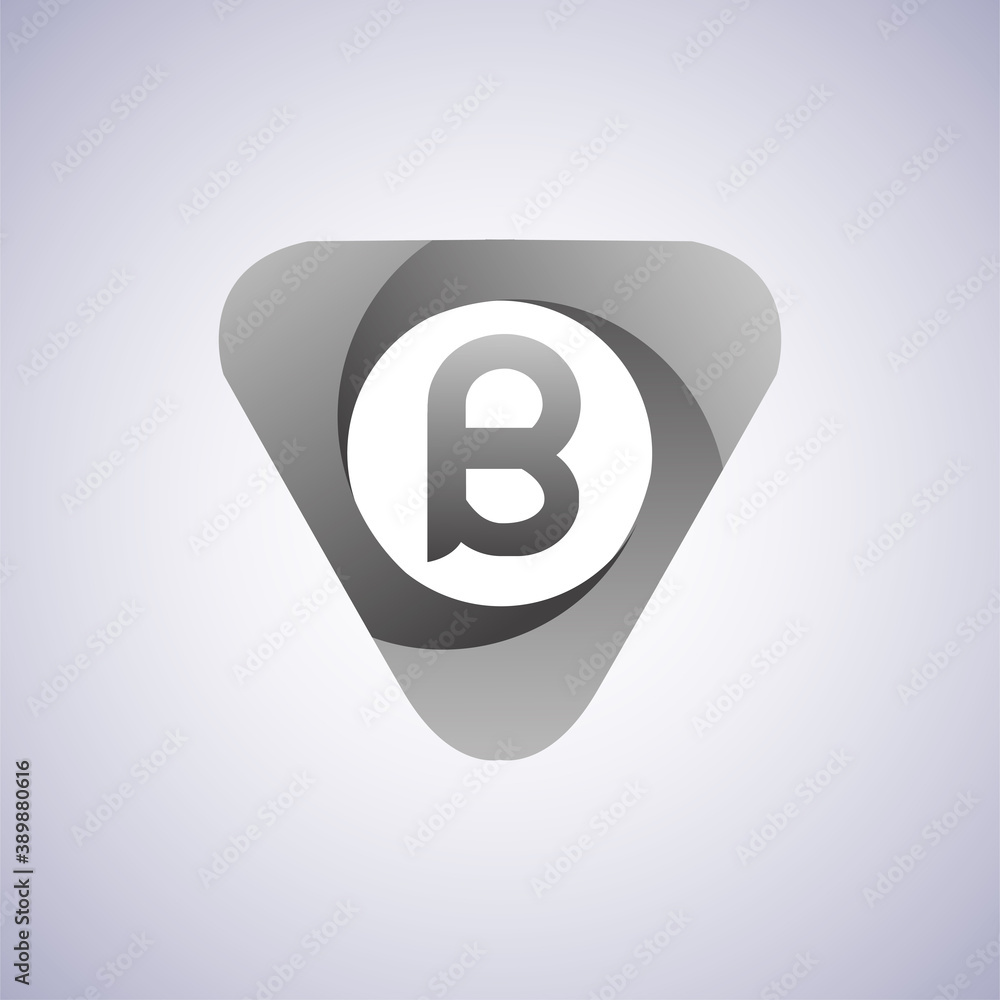 B letter logo in the triangle shape, font icon, Vector design template ...