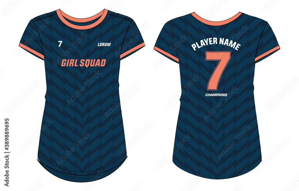 Women Sports t shirt Jersey design concept Illustration Vector template ...