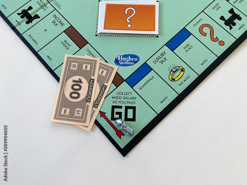 The race car on the Passing Go square for the game Monopoly by Hasbro ...