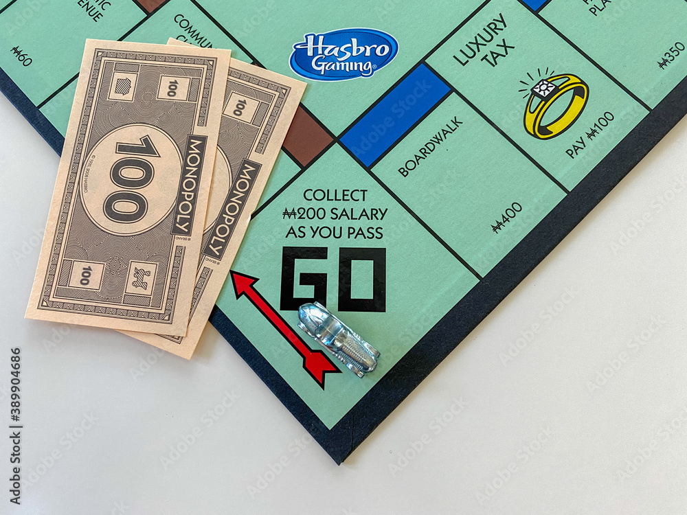 The race car on the Passing Go square for the game Monopoly by Hasbro ...