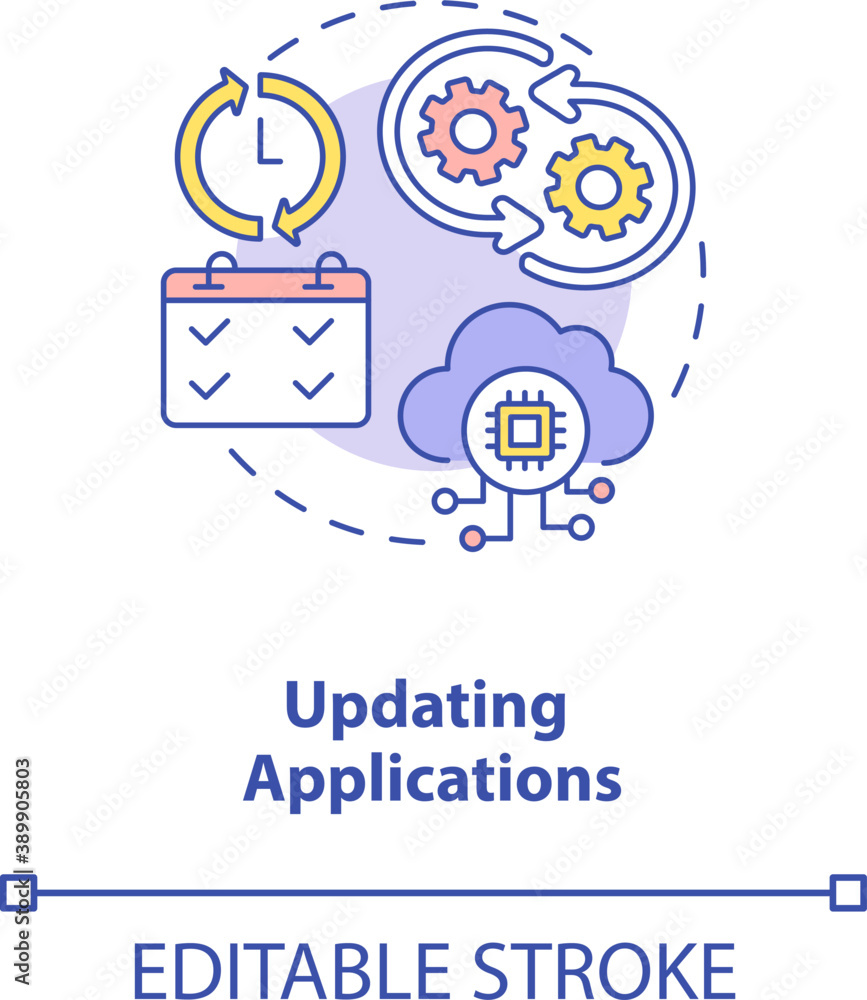 Updating applications concept icon. App developer skills. Creating new ...