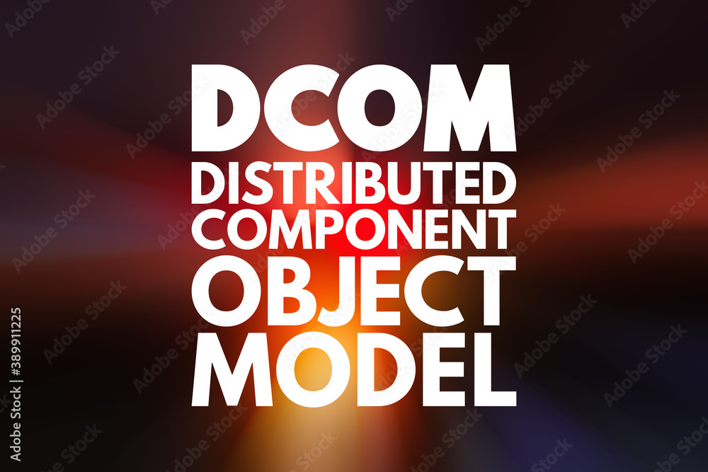 DCOM - Distributed Component Object Model acronym, technology concept background Stock ...