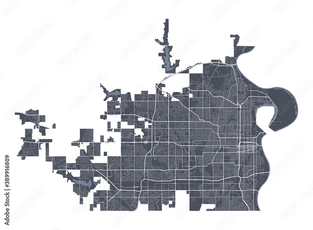 Omaha map. Detailed map of Omaha city poster with streets. Cityscape ...
