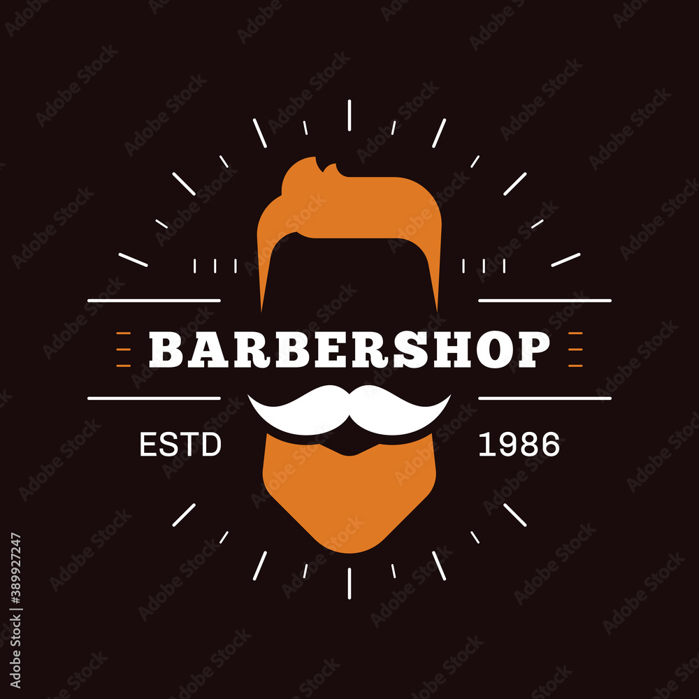 Barbershop simple minimalist logo design on dark background Stock ...