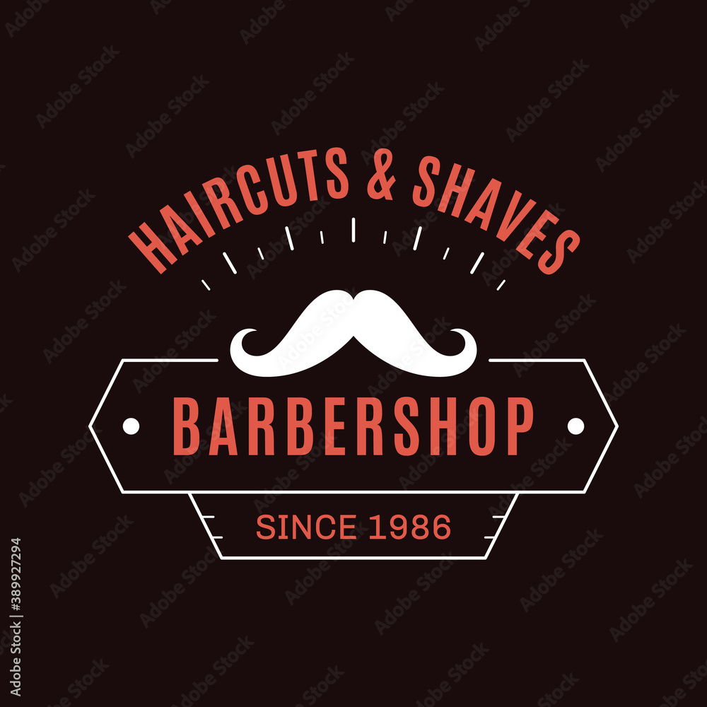 Barbershop simple minimalist logo design on dark background Stock ...