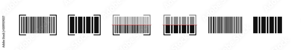 Barcode scanning vector icon, bar code scan laser islated symbol ...