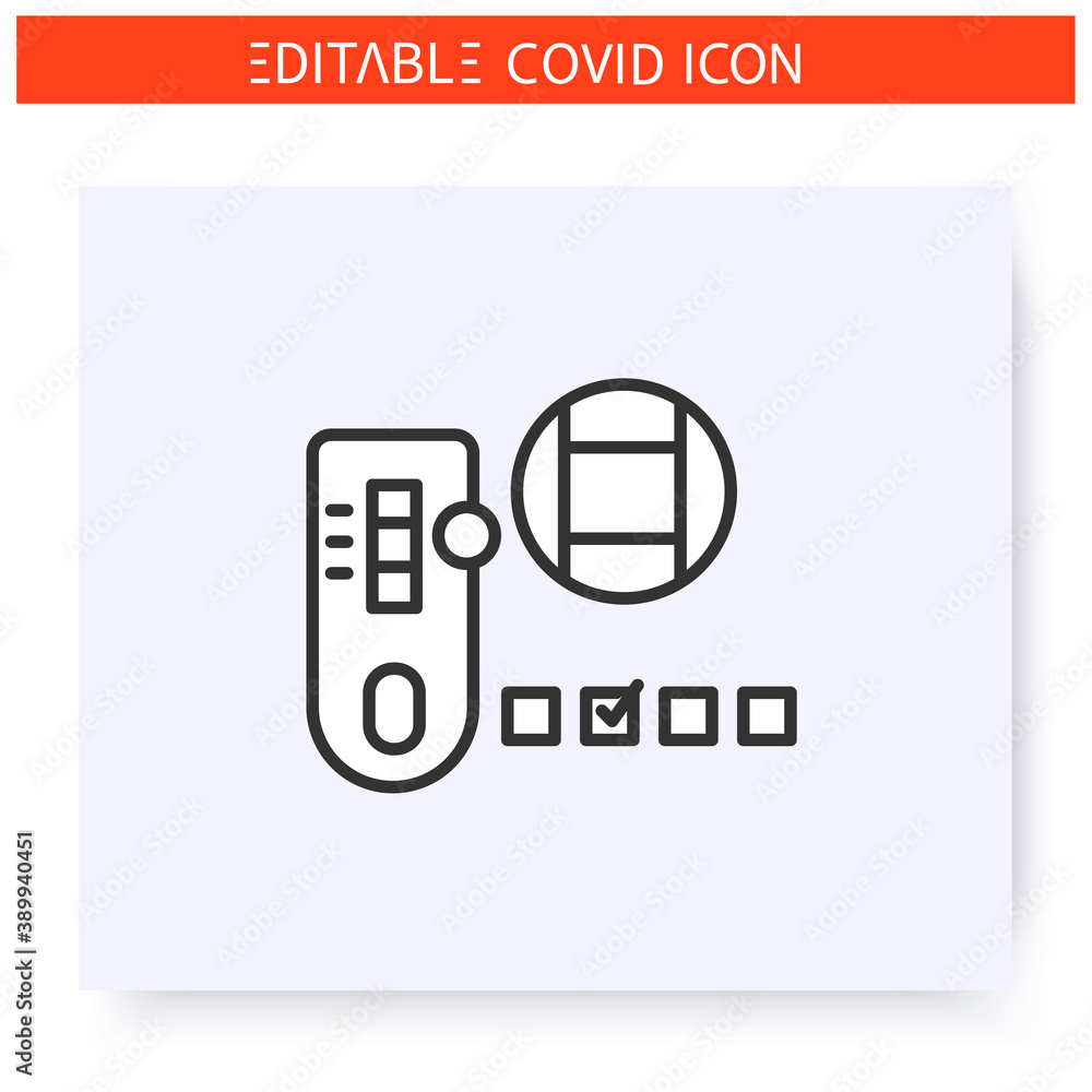 Positive test result line icon. Covid19 rapid diagnostic test . Flu ...