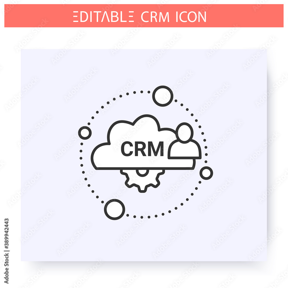 Cloud based CRM line icon. Remote accessible operational CRM system ...