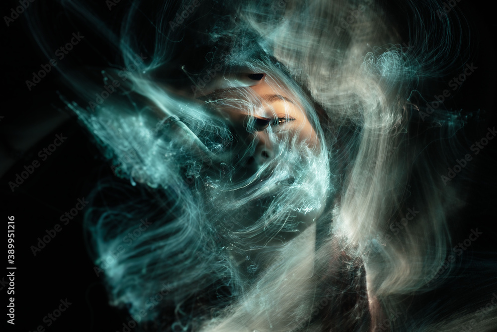 light painting portrait, new art direction, long exposure photo without ...