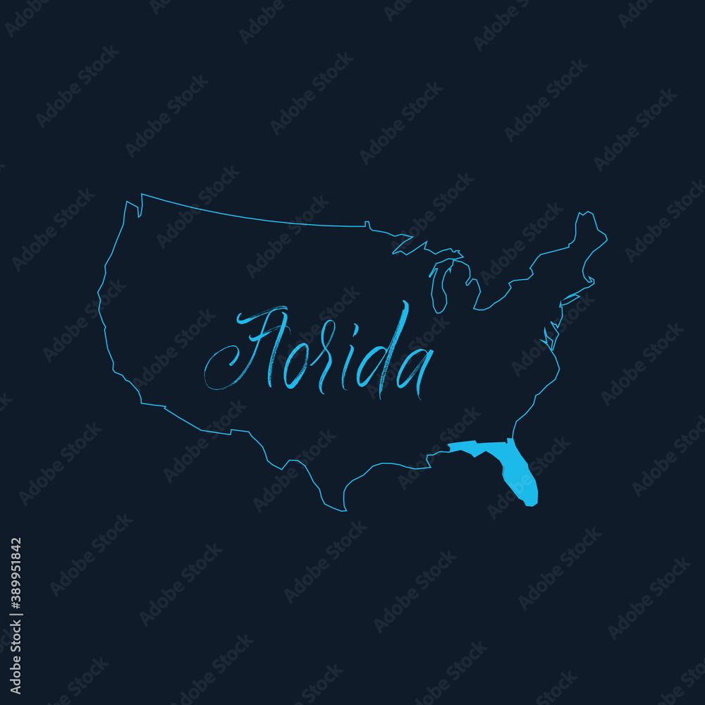 Florida state highlighted on United States of America map , USA ...