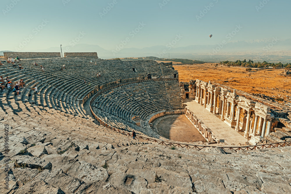 08 September 2020, Pamukkale, Turkey: Ancient Greek amphitheater in the ... 08 September 2020, Pamukkale, Turkey: Ancient Greek amphitheater in the ...