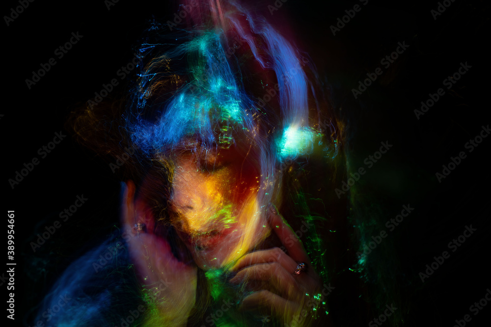 light painting portrait, new art direction, long exposure photo without ...