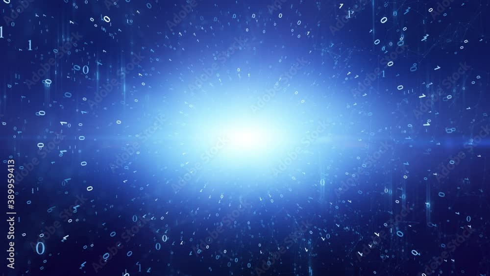 Artistic binary numbers network with circle rotation of zeros and ones ...