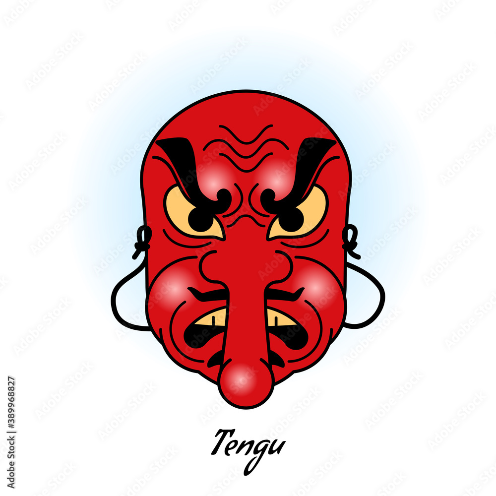 Tengu mask. A character from Japanese beliefs. Vector image isolated on ...
