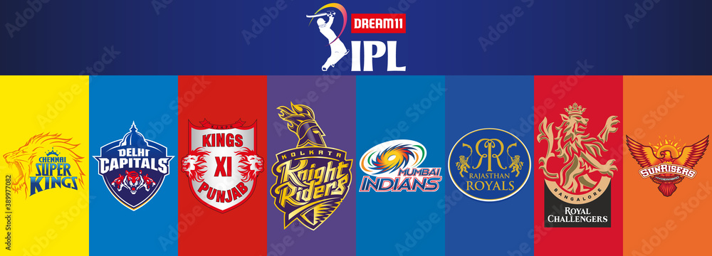 The 8 logos of the IPL teams for 2020. Scaleable vector format. Stock ...