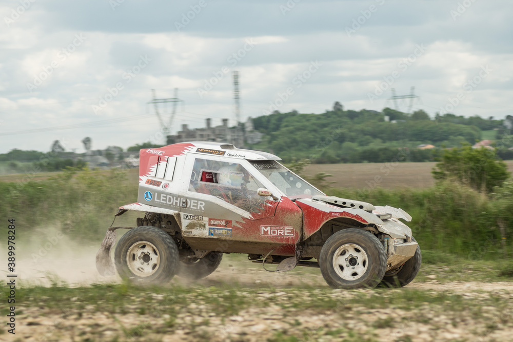 OGRODZIENIEC/POLAND - 21 May 2013: Offroad 4x4 sand ground rally, quad ...