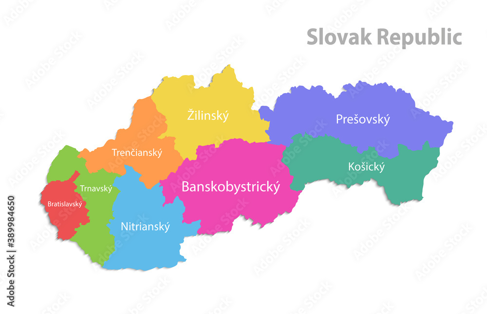 Slovak Republic map, administrative division, separate individual ...