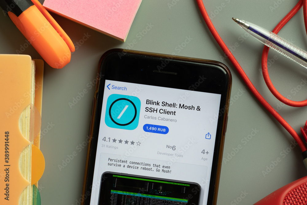 New York, USA - 28 September 2020: Blink Shell Mosh and SSH Client mobile app logo on phone ...
