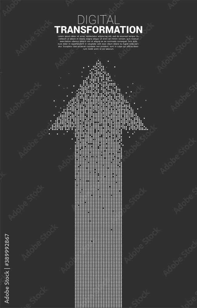 Arrow line from dot square pixel. concept of digital transformation of ...