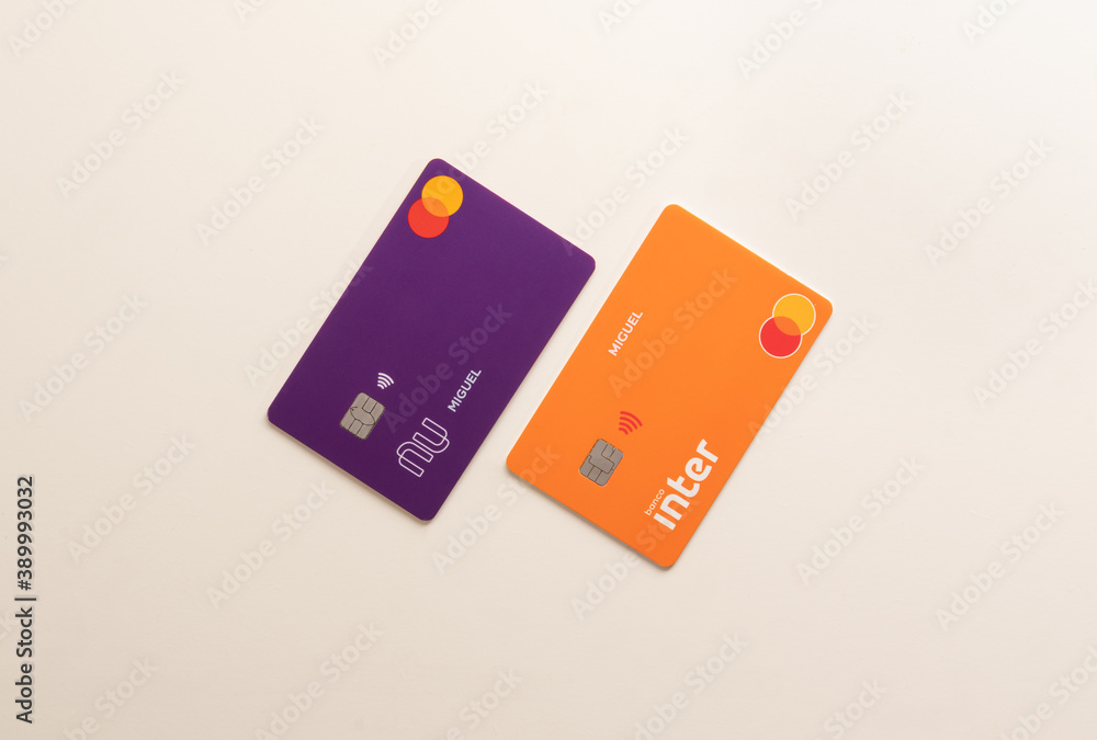 São Paulo/SP/Brasil - 23/07/2020: Nubank and Inter Bank Credit Cards ...