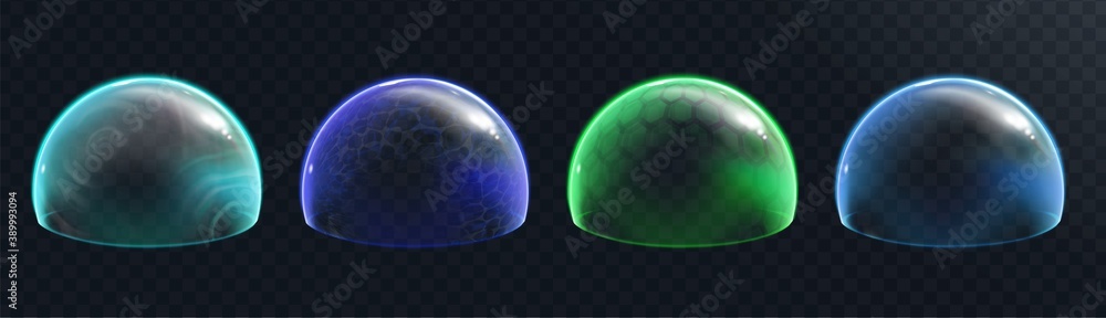 Force field set on transparent background, realistic colorful vector ...