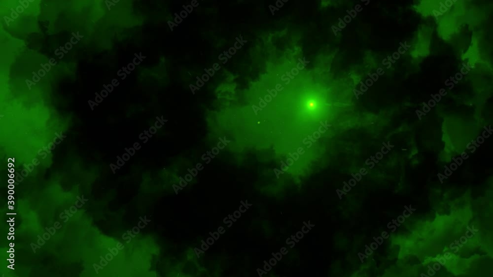 Abstract green cloud formations flowing in the sky, seamless loop ...