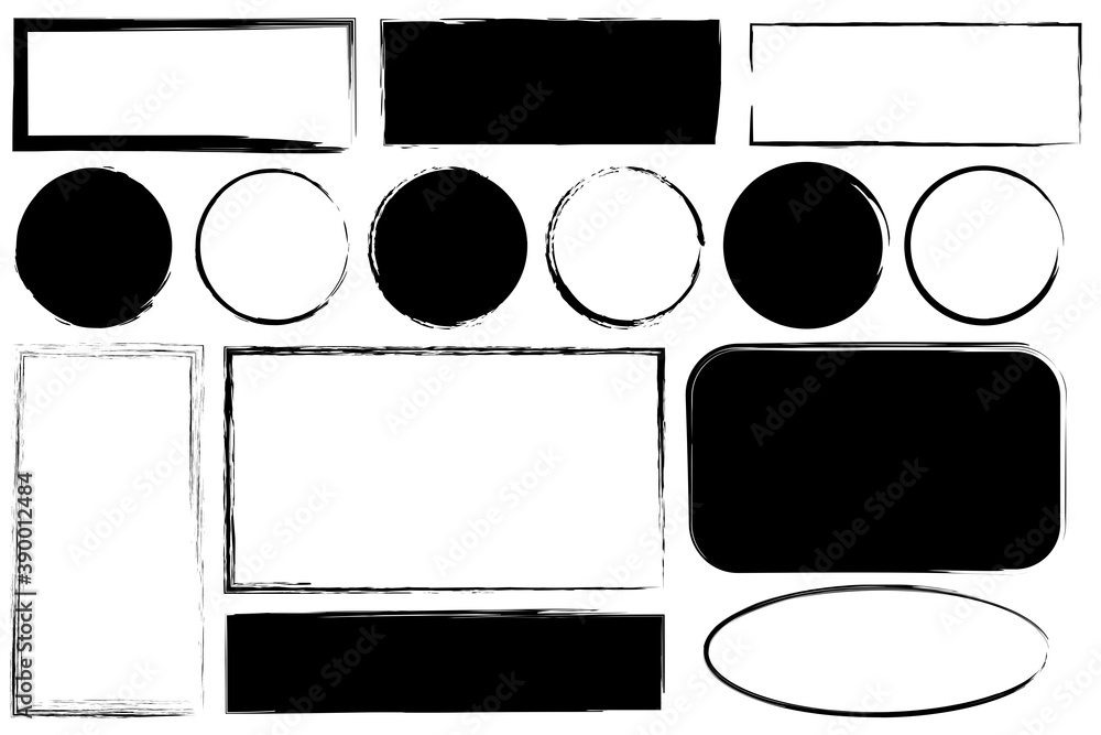 Brush shapes, great design for any purposes. Grunge texture. Hand drawn ...