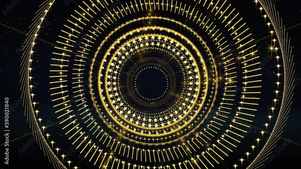 Futuristic circular tunnel style, Golden moving Background in Loop, for ...