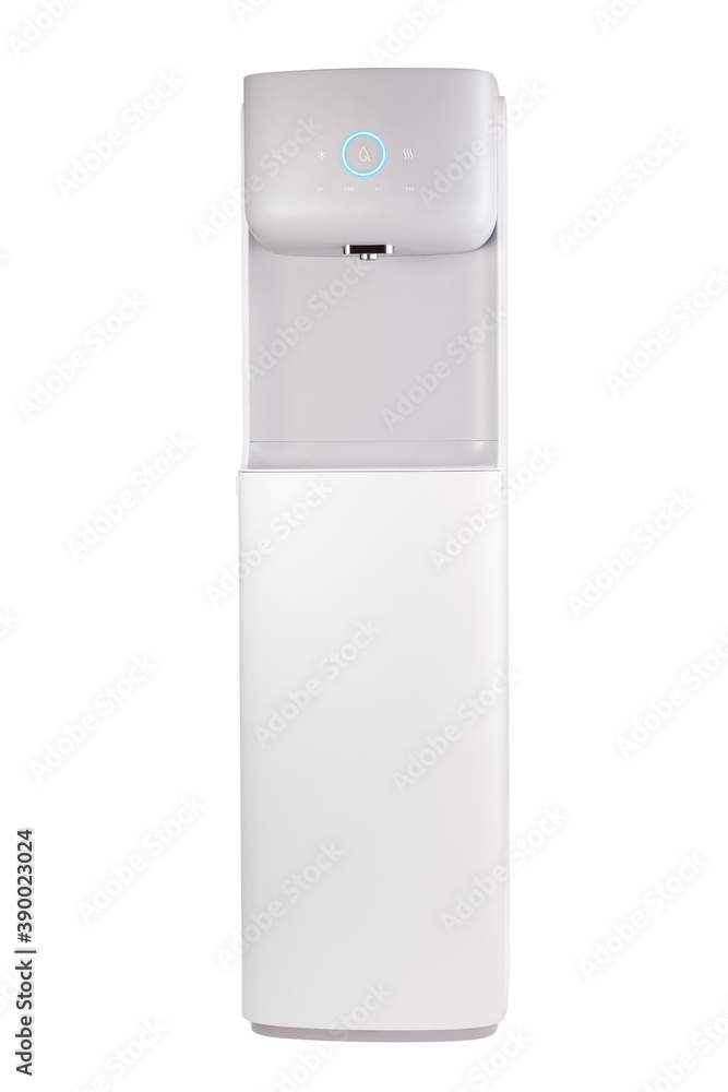 Modern technology concept. New water cooler format. A glass of pouring ...