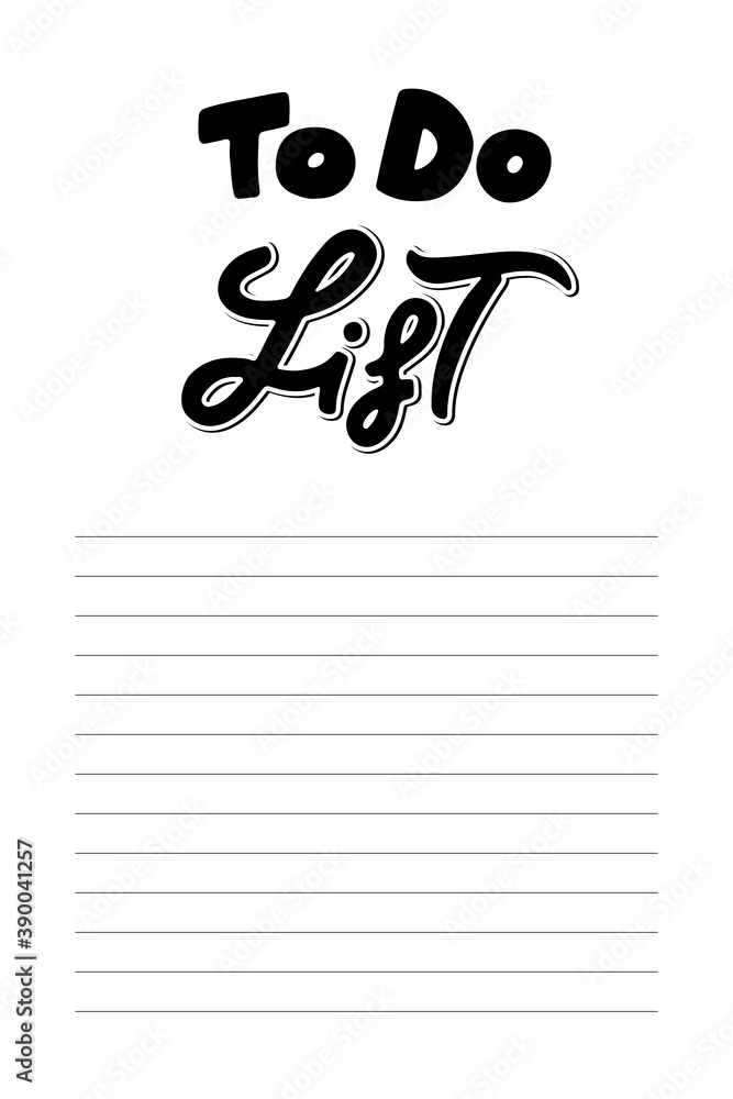 To do list hand drawn lettering phrase with blank lines. Black letters ...