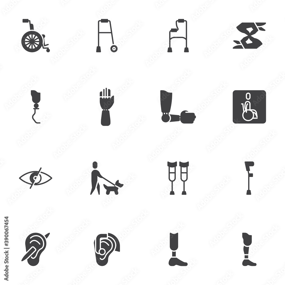Prosthetic technology vector icons set, modern solid symbol collection ...