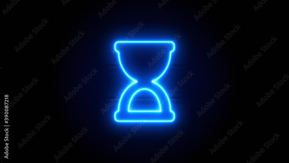 Hourglass Start neon sign appear in center and disappear after some ...